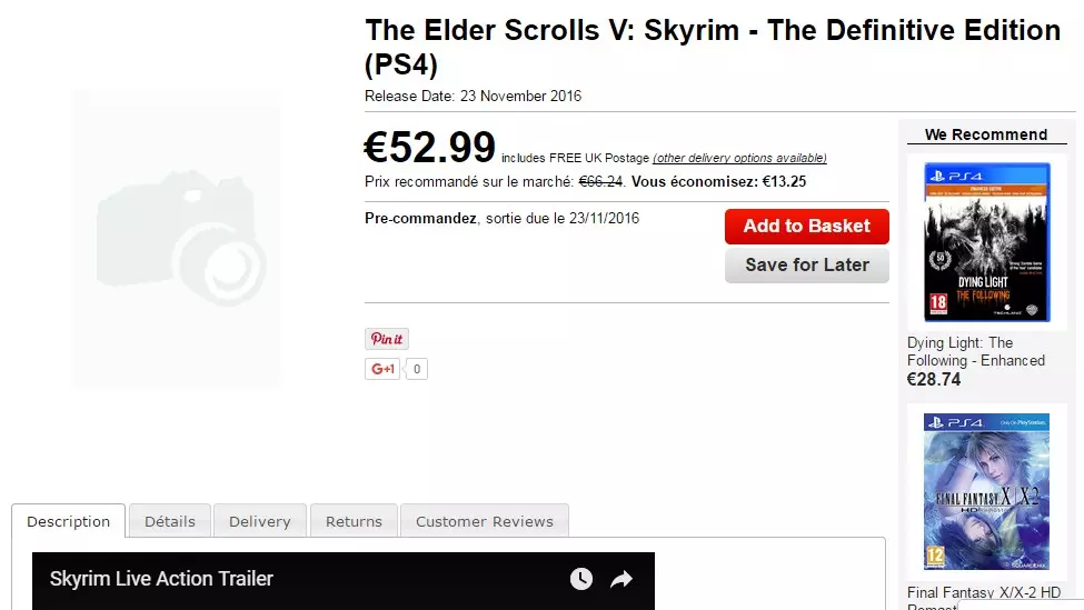 Reprochéieren Skyrim fir ze sinn. Numm, Verëffentlechung Datum a Plattform 11068_1