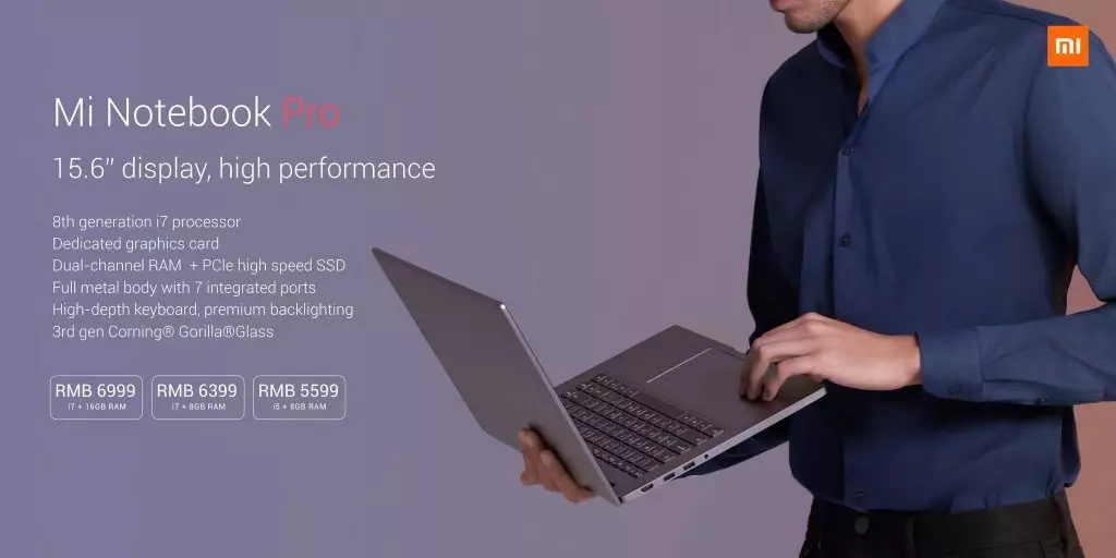 Nova Xiaomi MI kajero por - kiel MacBook Pro, sed kun ĉiuj konektiloj 12852_1