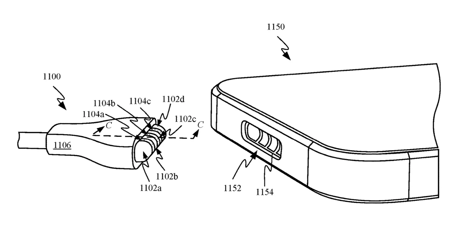 Patent yatsopano ya Apple: Kulumikizana kwa Magdame m'malo mwa mphezi 1520_1