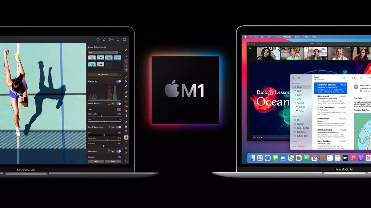 M1 ലെ മാക്ബുക്ക് എയർ I9 ൽ കൂടുതൽ ശക്തമായ മാക്ബുക്ക് പ്രോ 16 ആയി മാറി