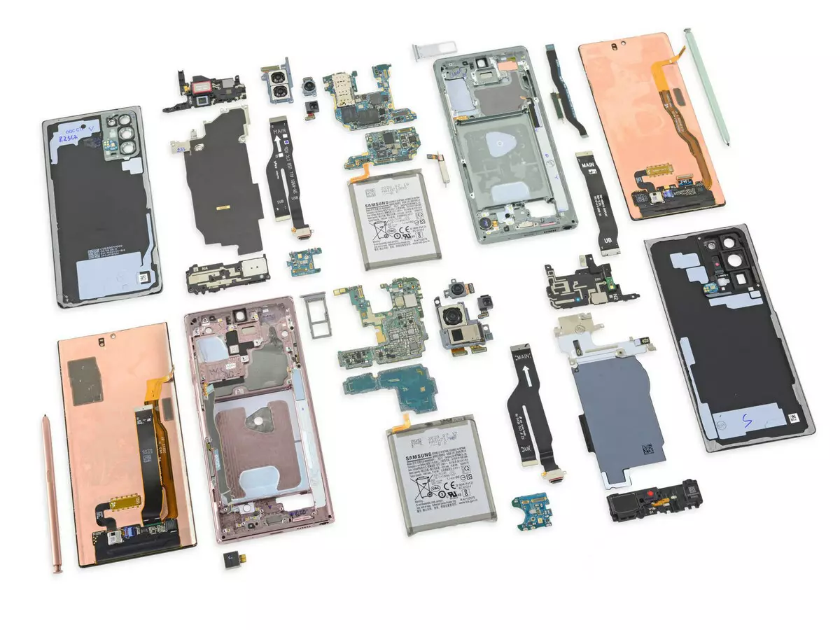 Az iFixit közzétette a Samsung Galaxy Note20 és a Nota20 Ultra elemzését