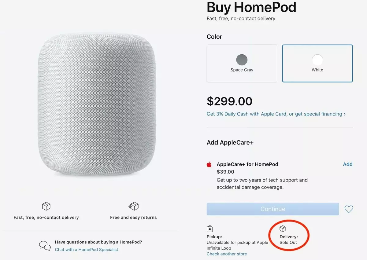 Дэфіцыт: у Apple скончыліся HomePod 3081_1