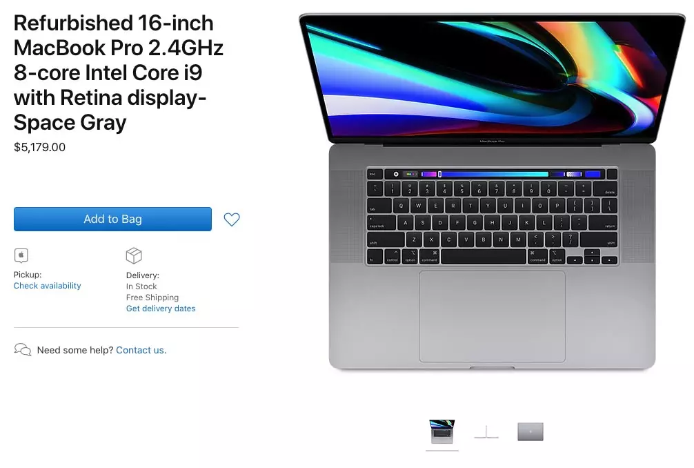 Dechreuodd Apple werthu MacBook Pro wedi'i adfer 16 3658_1