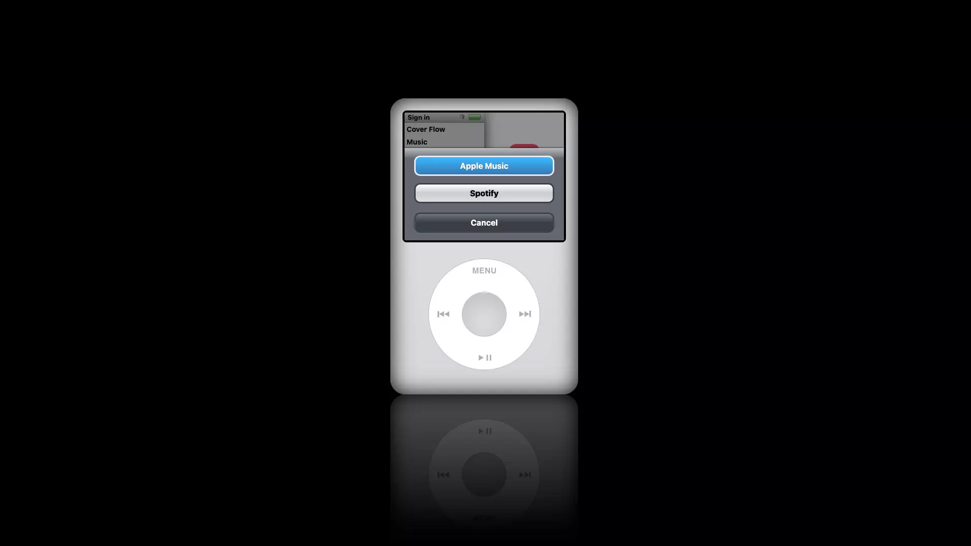 აწარმოე iPod Classic Browser, Twist Click Wheel და მოუსმინეთ მუსიკის მეშვეობით Apple მუსიკა ან Spotify