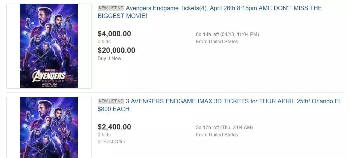 Aan de Avengers voor $ 5000: Hoe filmtickets opnieuw verkopen 5449_1