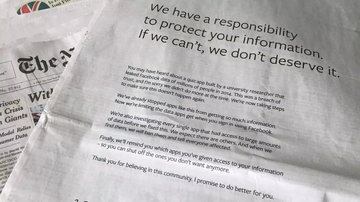 S'excuser, Mark Zuckerberg a acheté une bande de publicité entière dans le journal 7357_0